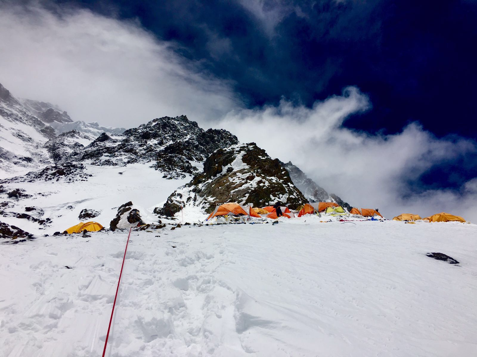 Climbers ascend K2's Black Pyramid of the Abruzzi Spur