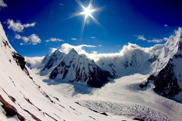 Climbers ascend K2's Black Pyramid of the Abruzzi Spur